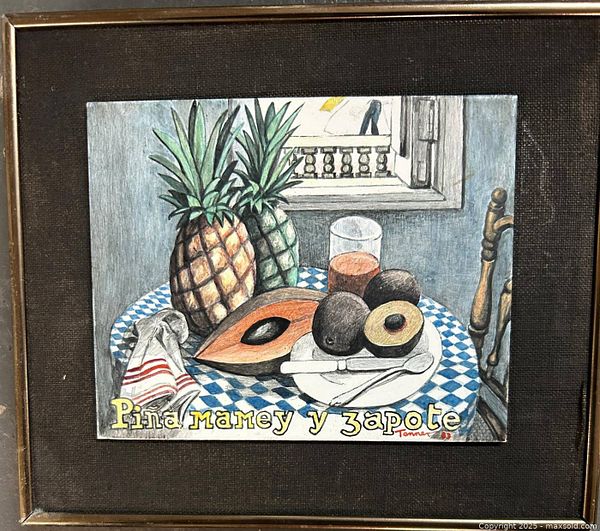 Harry Tanner enamel on steel still life artwork | Maxsold