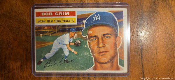 1956 Topps Bob Grim Yankees baseball card #52 | Maxsold