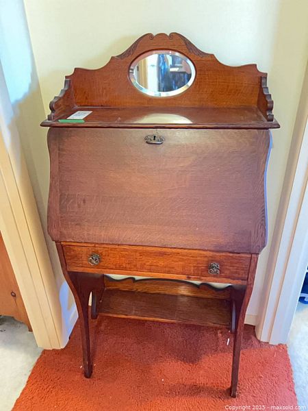 Wood secretary desk with drop-front | Maxsold