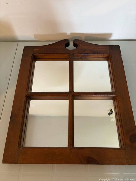 Rustic wooden window frame mirror and weathered window frame | Maxsold