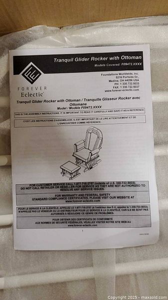Forever Eclectic glider rocker frame and ottoman frame, model F09472 ...
