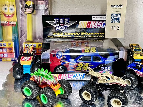 PEZ NASCAR candy dispenser, 2 carded PEZ figures, Hot Wheels dinosaur ...