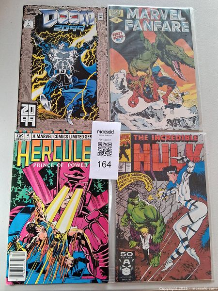 4 Marvel Comics: Hulk 386, Hercules 4, Doom 2099 1, Fanfare 1 | Maxsold