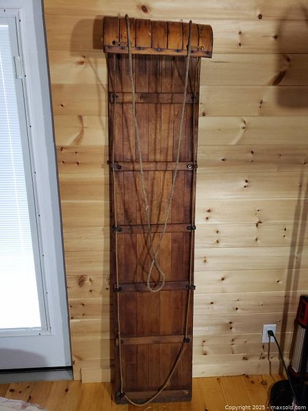 Wooden toboggan sled, approx 6 ft | Maxsold