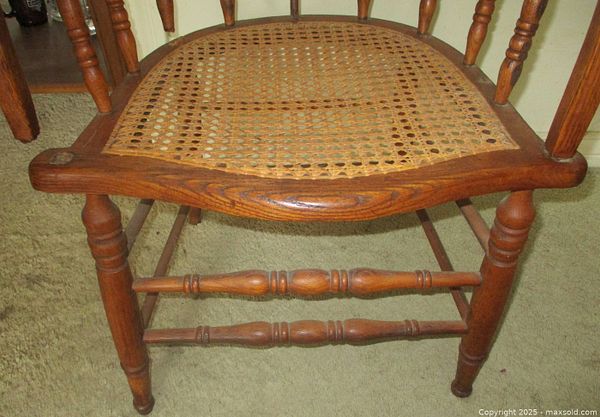 Antique Sherbrooke Quebec cane seat captain’s spindle chair | Maxsold