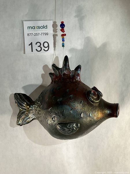 Raku signed puffer fish hanging decoration | Maxsold