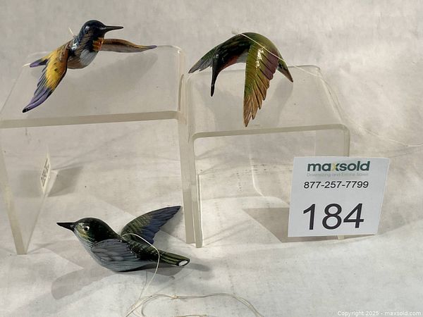 Three Hand Carved Bali Hummingbirds | Maxsold