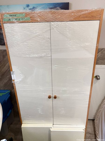 White Laminate Double-Door Wardrobe | Maxsold