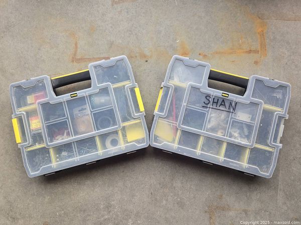 Stanley stackable storage organizers with mixed hardware | Maxsold