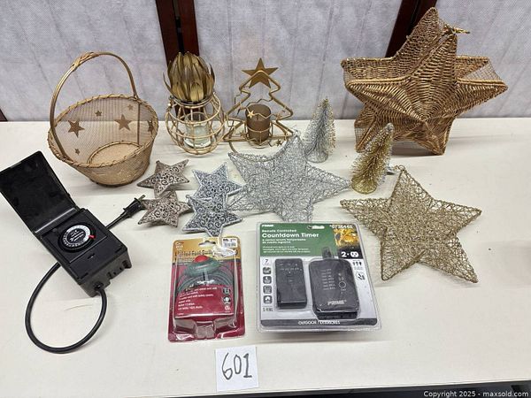 Decorative star baskets, ornaments, trees, candle holders and timers ...