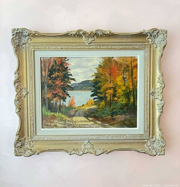 Tom Albert Stone oil on canvas “Quiet Lane, Oxtongue Lake” | Maxsold