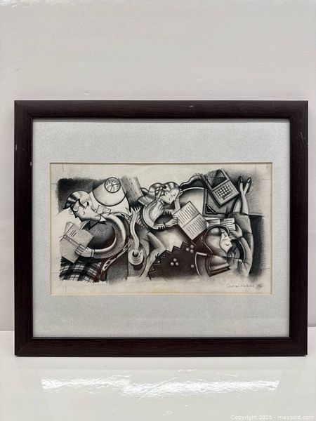 1996 Daniel Hobbs graphite collage drawing | Maxsold