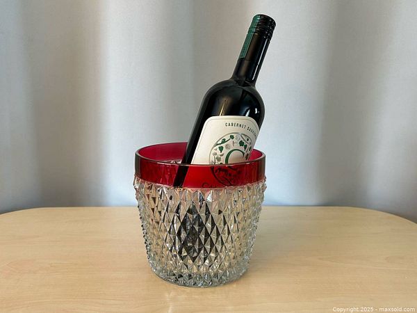Vintage Ruby-Flashed Diamond-Point Glass Ice Bucket 5.5"H x 6"D | Maxsold