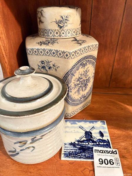 Blue and White Ceramic Jars, 3 Pieces | Maxsold