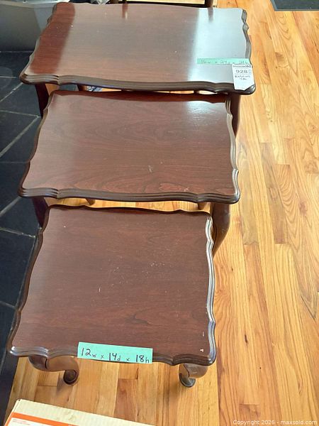 Set of 3 Walnut Solid Wood Nesting Tables | Maxsold