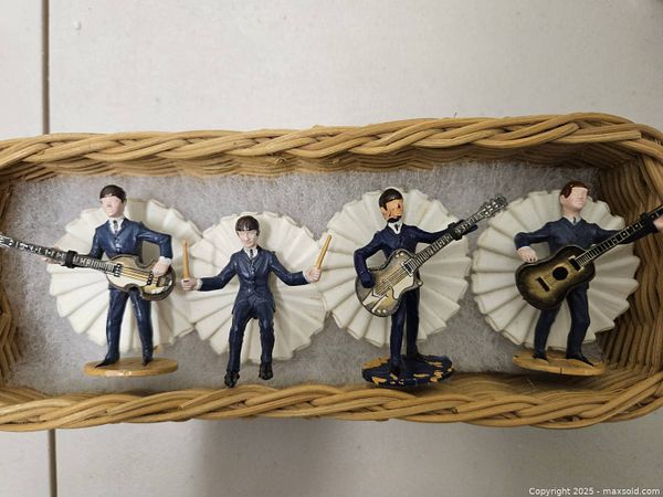 Set of 4 Miniature 1960s-Style Band Figurines With Basket | Maxsold