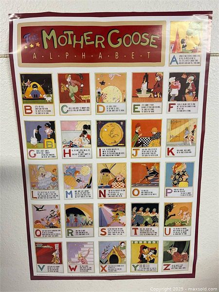 Vintage 1990s Mother Goose Alphabet poster | Maxsold