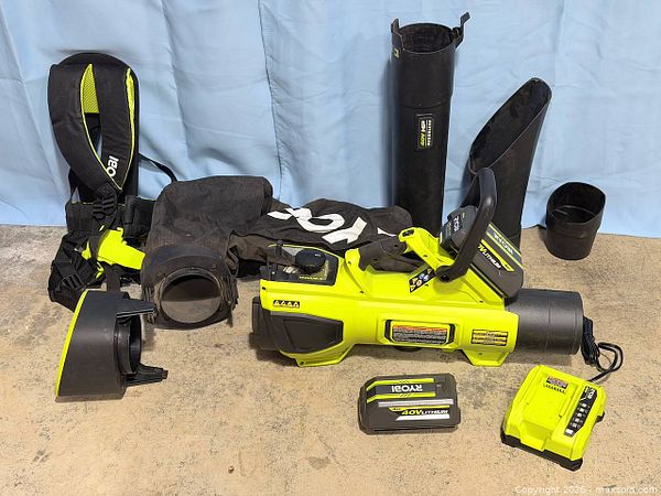 Ryobi 40V HP Brushless Backpack Blower with batteries, charger, bag ...