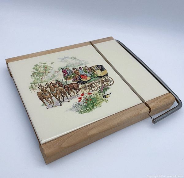 Vintage tile-top bread and cheese slicer | Maxsold