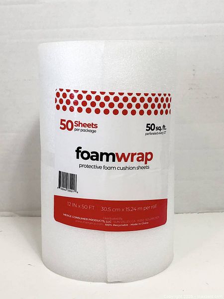 Foamwrap protective foam cushion sheet roll 12in x 50ft | Maxsold