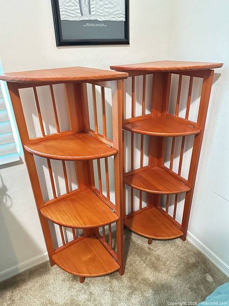 Pair folding corner shelf units | Maxsold