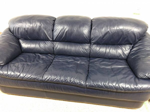 Navy Blue Overstuffed 3-Seater Sofa | Maxsold