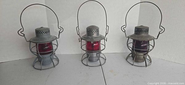 Adlake Railroad Lanterns, 3 Red Globes | Maxsold