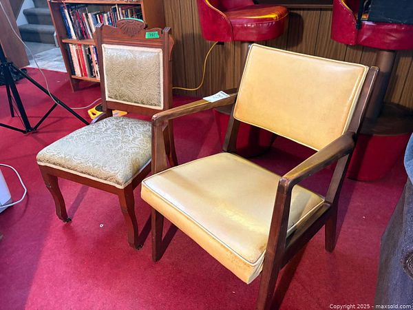 MCM wood frame armchair and Victorian parlor chair | Maxsold