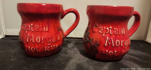 Captain Morgan lava red ceramic rum mugs 2 | Maxsold