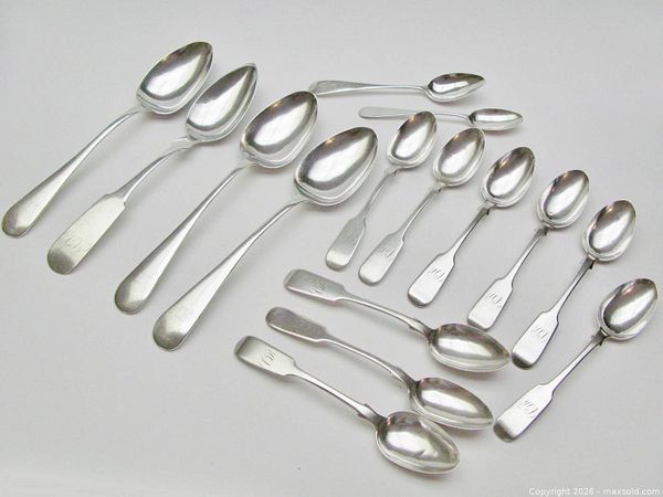 Early antique sterling silver spoons 425g | Maxsold