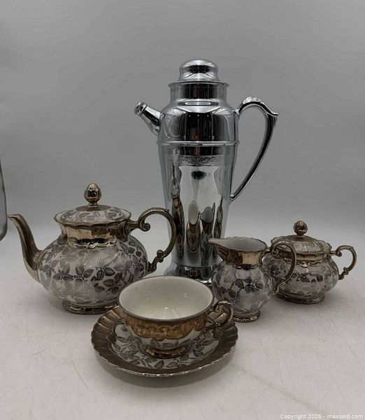 Silver overlay Bavaria tea set and musical tea kettle | Maxsold