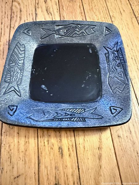 Laurel Burch square black fish plate | Maxsold