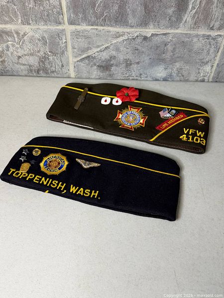 American Legion and VFW garrison caps with pins | Maxsold