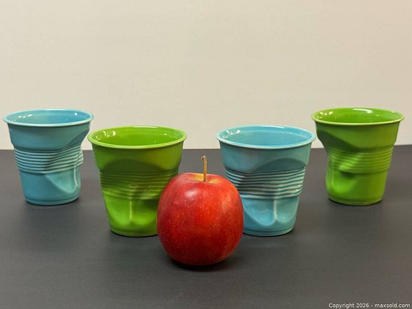 Revol France crumpled cappuccino cups set of 4 | Maxsold