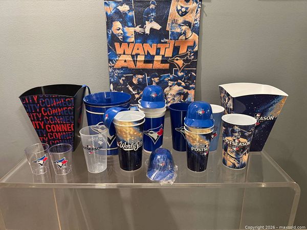 Toronto Blue Jays promo towel, cups, mini helmets, shot glasses | Maxsold