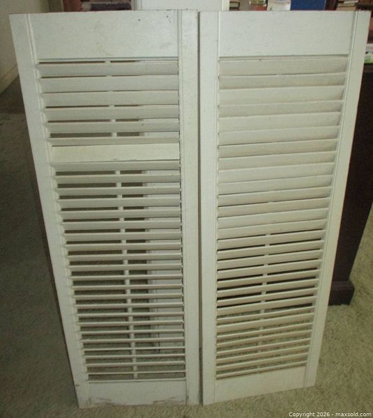 White wooden shutters pair 12" x 35.5" | Maxsold