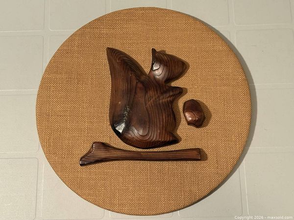 Robert Probert White Cedar Feeding Squirrel Plaque | Maxsold