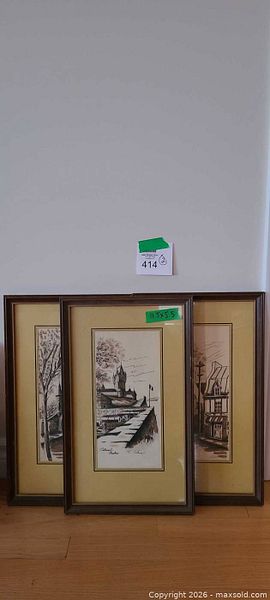 3 framed sepia European architectural prints | Maxsold