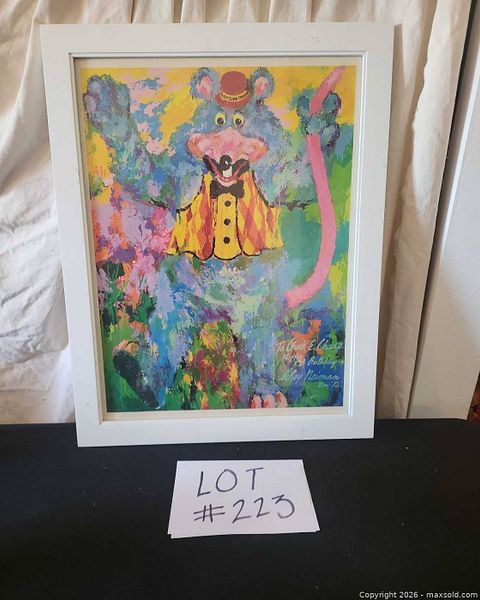 Framed LeRoy Neiman signed Chuck E. Cheese lithograph 1982 | Maxsold