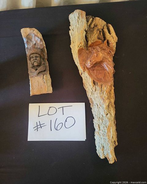 Ronald J. Adamson carved bark wall plaques | Maxsold