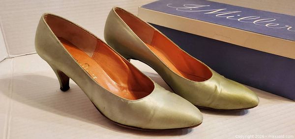 Vintage I. Miller green high heel pumps with box | Maxsold