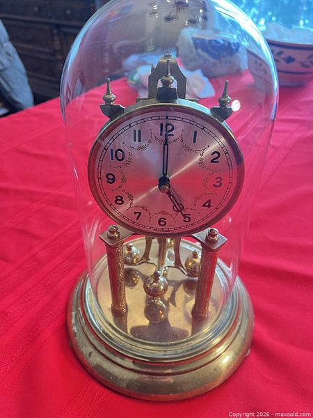 Vintage glass dome anniversary mantle clock | Maxsold