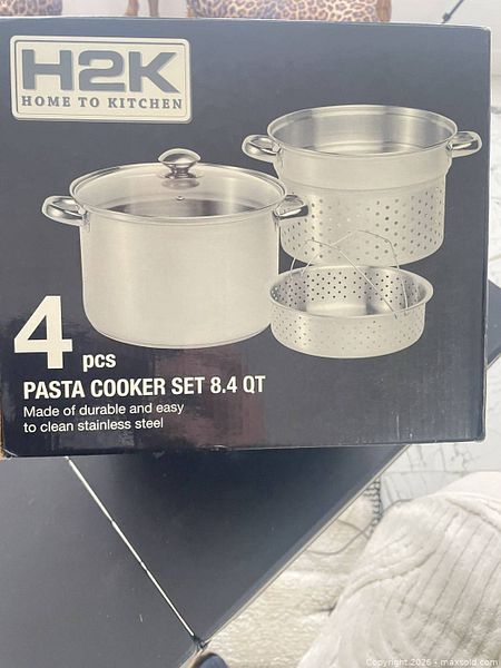 H2K 4-piece stainless steel pasta cooker set 8.4 qt | Maxsold