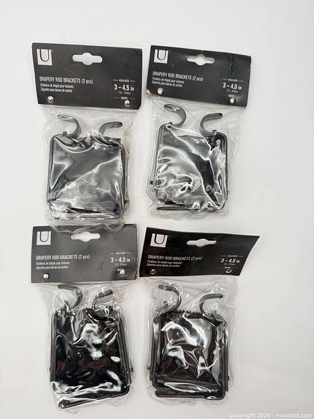 Umbra matte black adjustable drapery rod brackets, 4 twin-packs | Maxsold