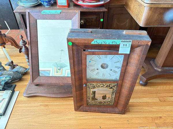 Ogee column shelf clock and wood table mirror | Maxsold