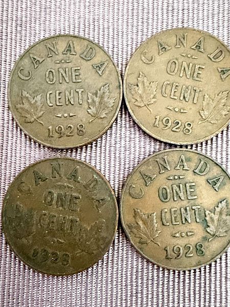 Four 1928 Canada one-cent coins | Maxsold