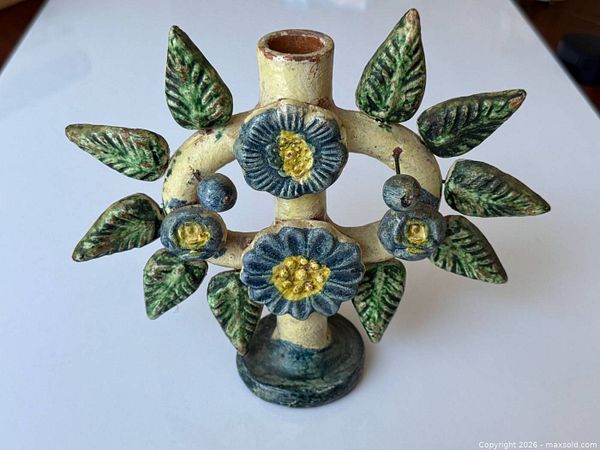 Vintage Mexican Folk Art Pottery Tree of Life Candelabra | Maxsold