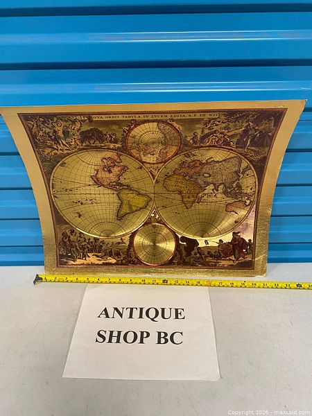 Gold foil world map art print | Maxsold