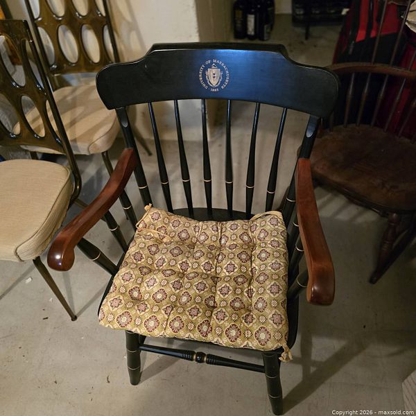 Windsor-Style Captain's Armchair with UMass Crest | Maxsold