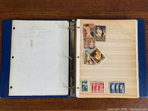 World stamp album with art and insect motifs | Maxsold